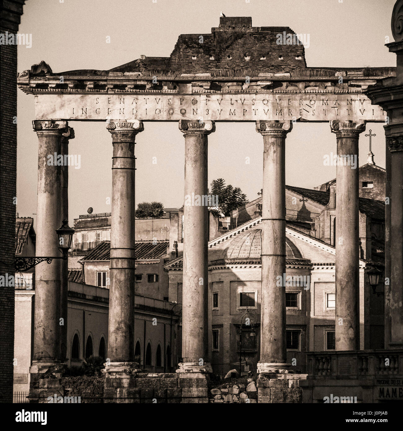 Temple of Saturn in the Roman Forum in Rome, Italy Stock Photo - Alamy