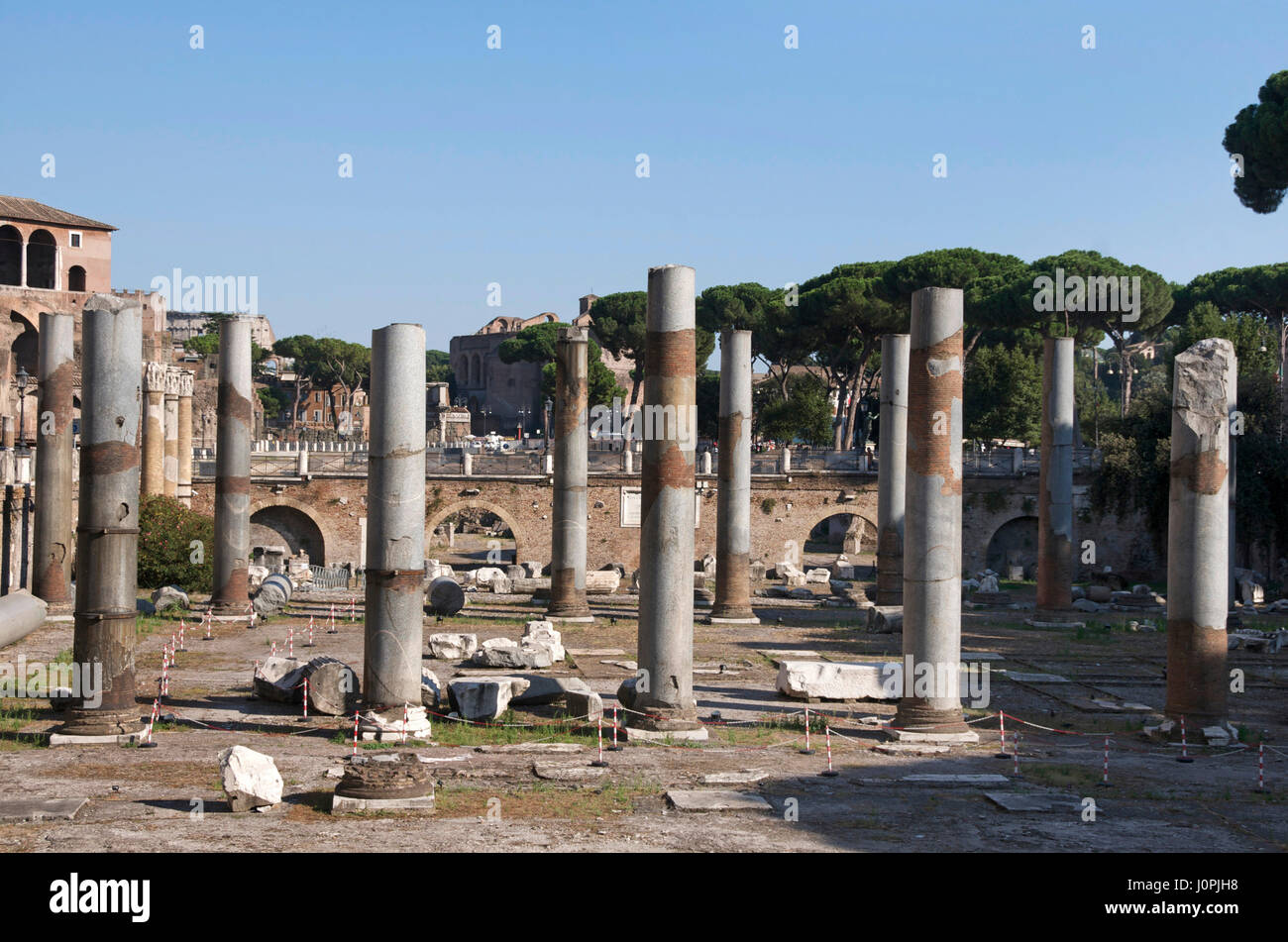 Base of Trajan's Column and the Basilica Ulpia, Rome, Italy, Europe ...