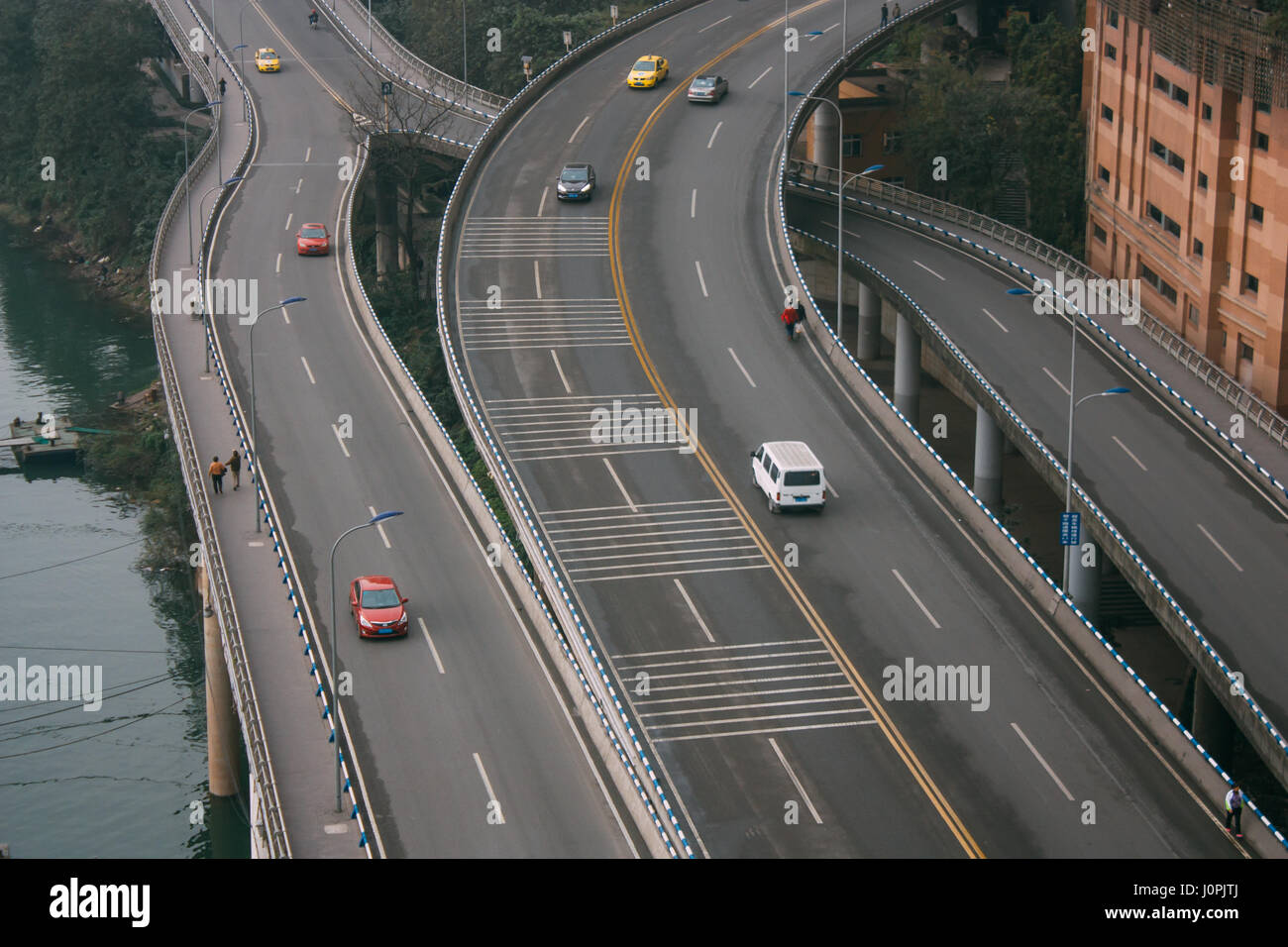 Chongqing,China, Thailand - Dec 22, 2015 : Cityscape, Expressway cross ...