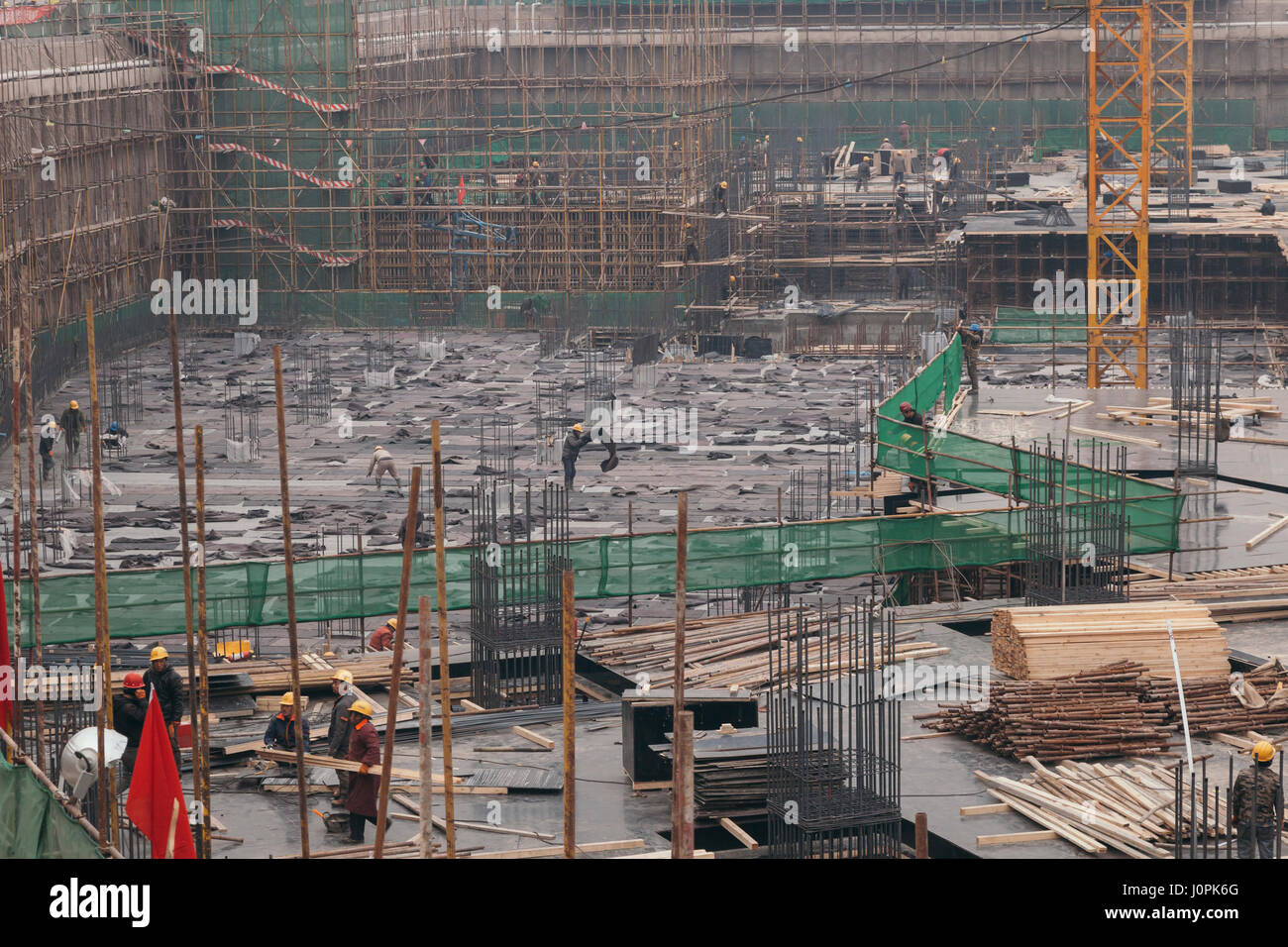18 Dec,2014 Beijing. Work activity on a construction site in City with ...