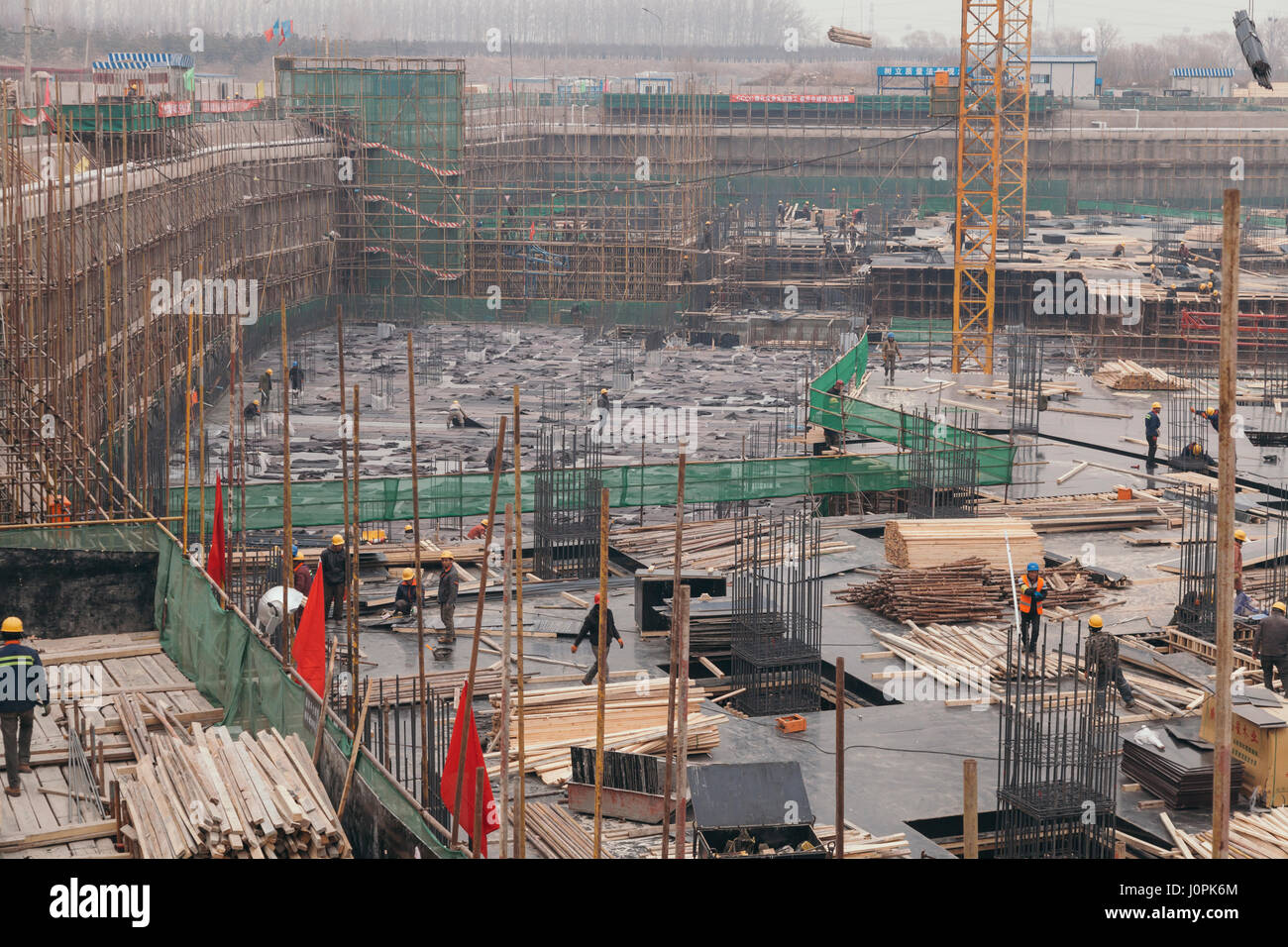 18 Dec,2014 Beijing. Work activity on a construction site in City with ...