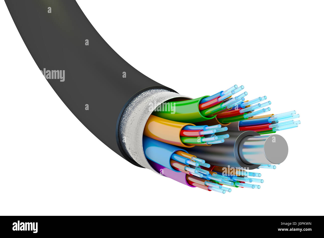 Fiber optical cable, 3D rendering isolated on white background Stock ...