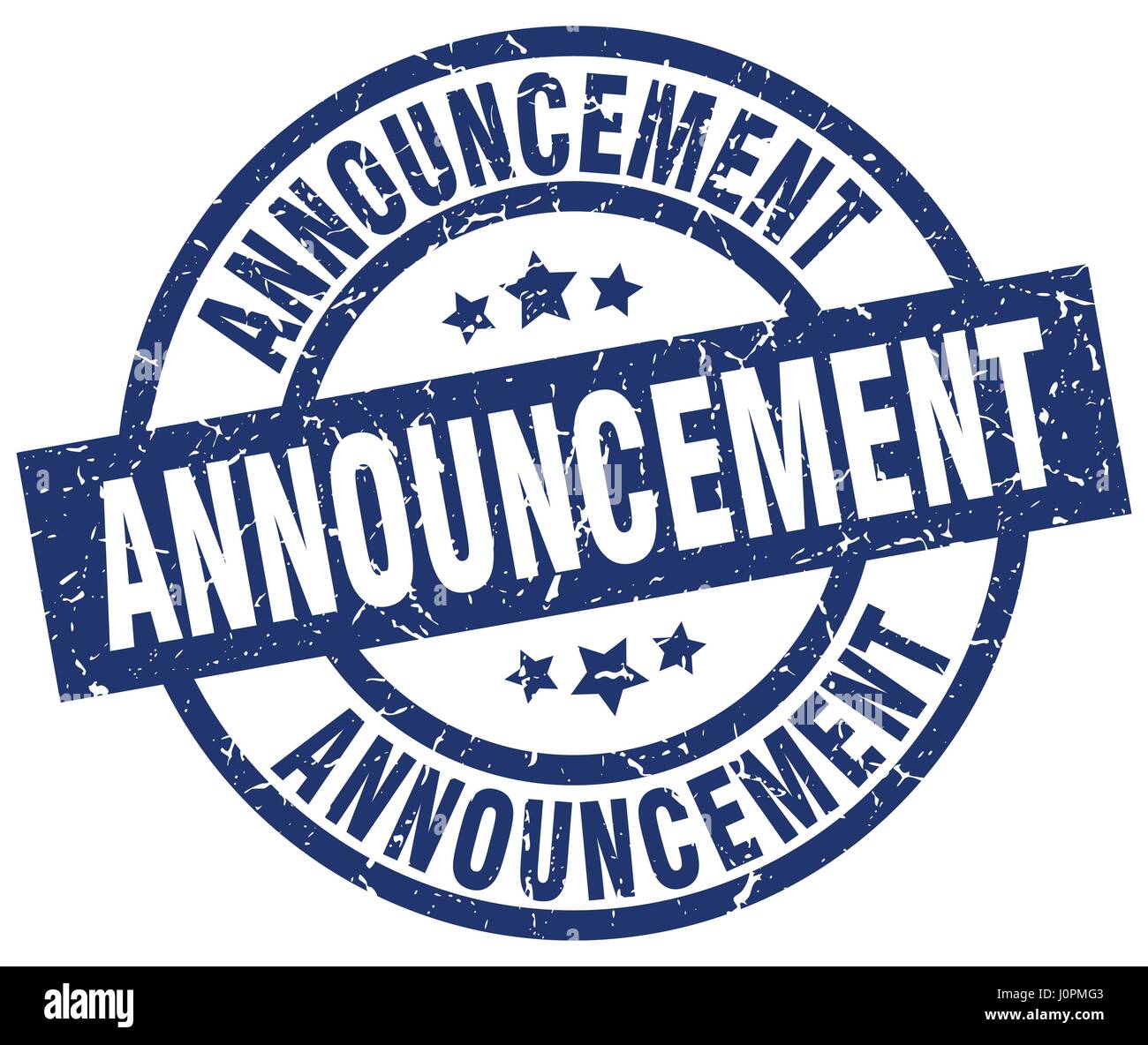 announcement blue round grunge stamp Stock Vector Image & Art - Alamy