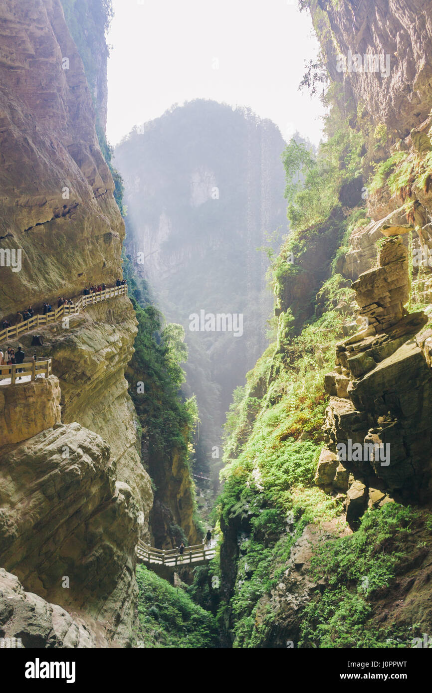 Chongqing China, Three Natural Bridges, Wulong ancient natural bridge ...