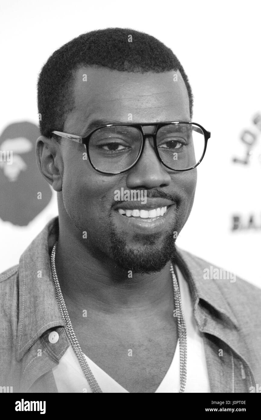 Rapper Kanye West during the BAPESTORE opening in Los Angeles ...