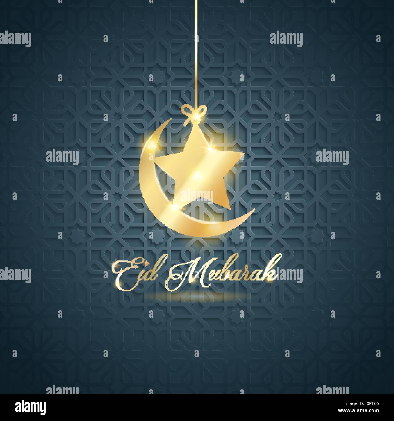 Islamic Crescent and star on arabic pattern background for greeting of ...