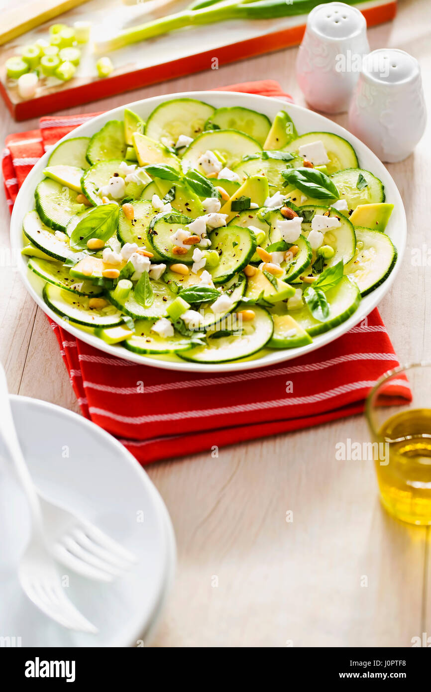 Green Avocado, Courgette cucumber carpaccio Stock Photo - Alamy