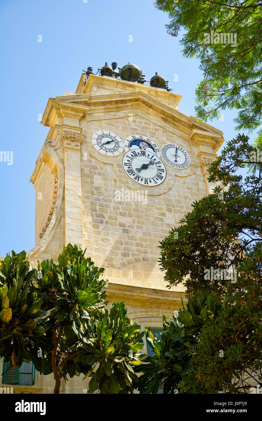 The view of Pinto's turret clock which show the hour, the day, the ...
