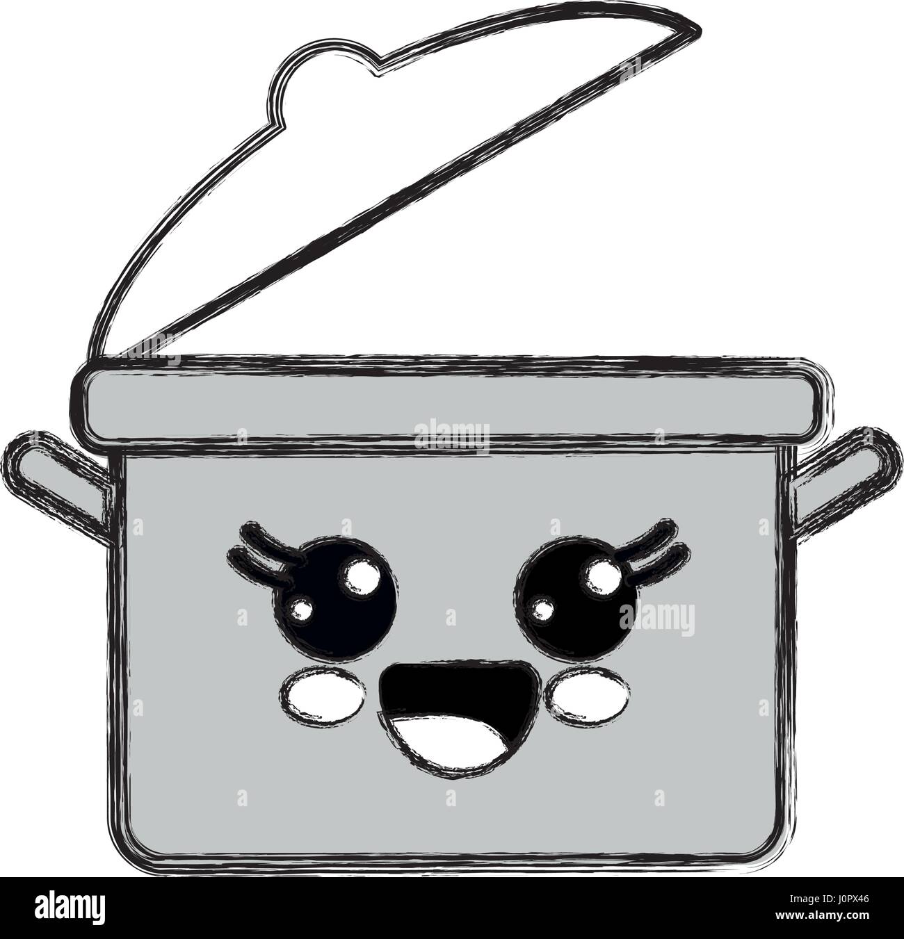 silhouette kawaii nice happy cooking pot Stock Vector Image & Art - Alamy