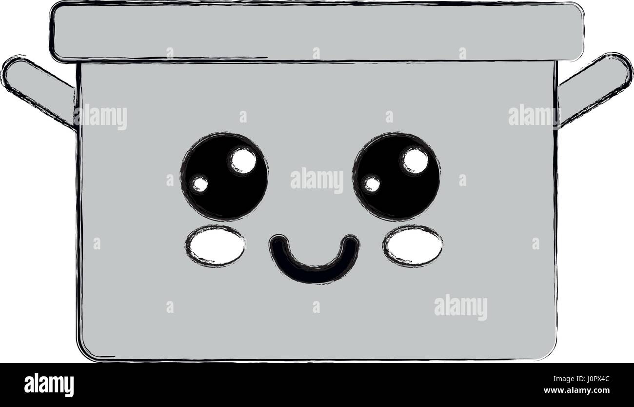 silhouette kawaii nice happy cooking pot Stock Vector Image & Art - Alamy