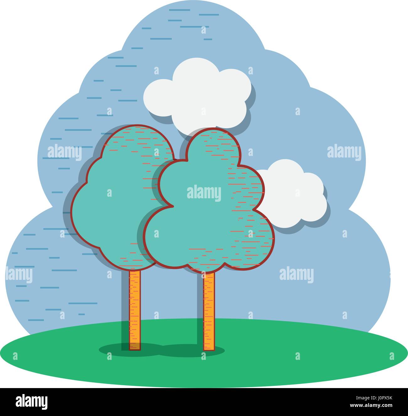 beautiful cloud and trees icon Stock Vector Image & Art - Alamy
