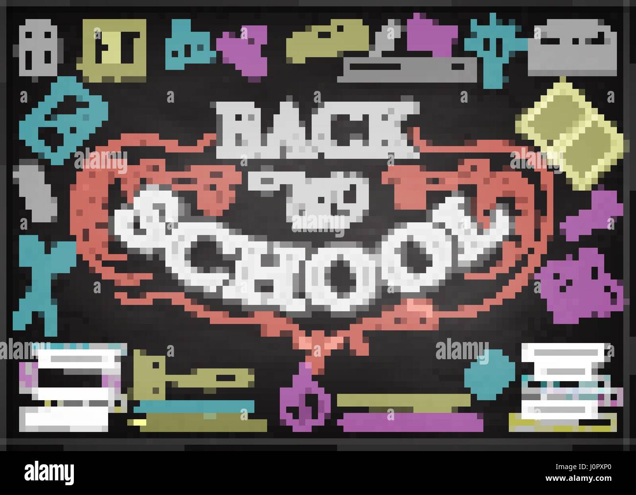 Back To School Typographical Background On Chalkboard With School Icon ...
