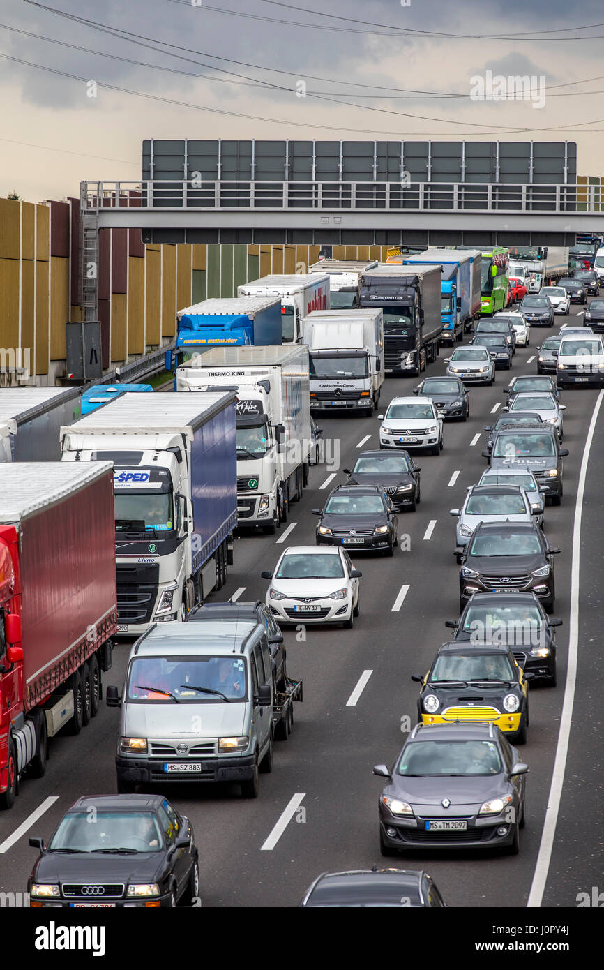 Autobahn A3 highway, near Cologne, Germany, traffic jam Stock Photo - Alamy