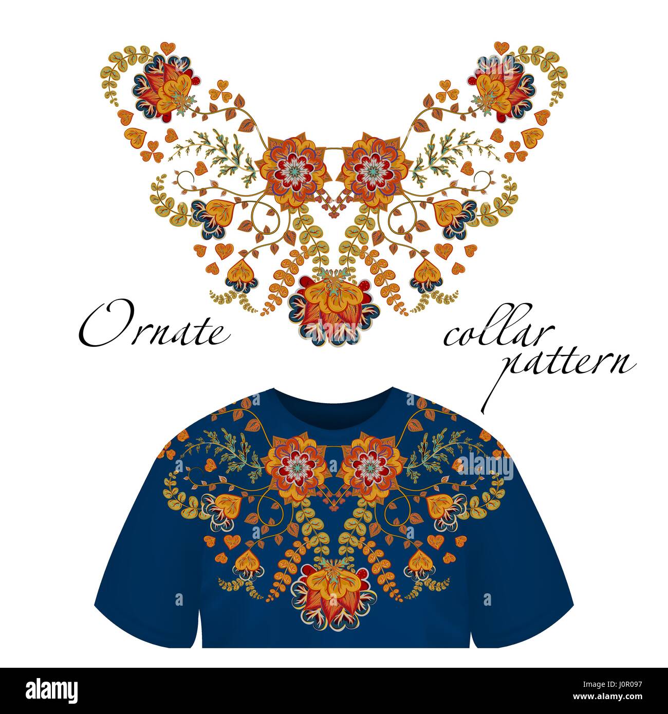 Vector design for collar shirts, shirts, blouses. Colorful ethnic ...