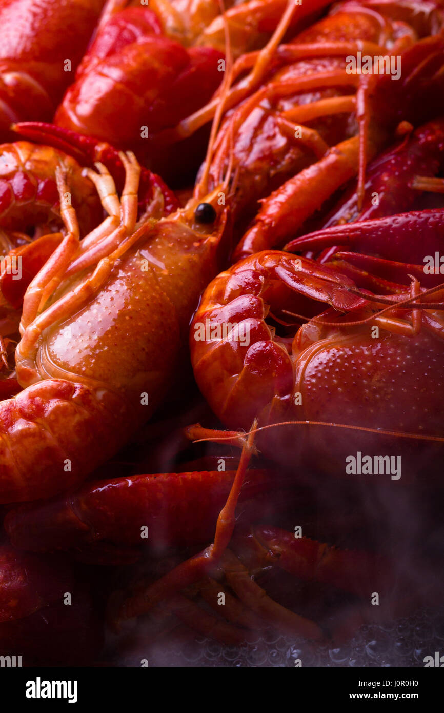 Crayfish are being cooked on a frying pan Stock Photo - Alamy