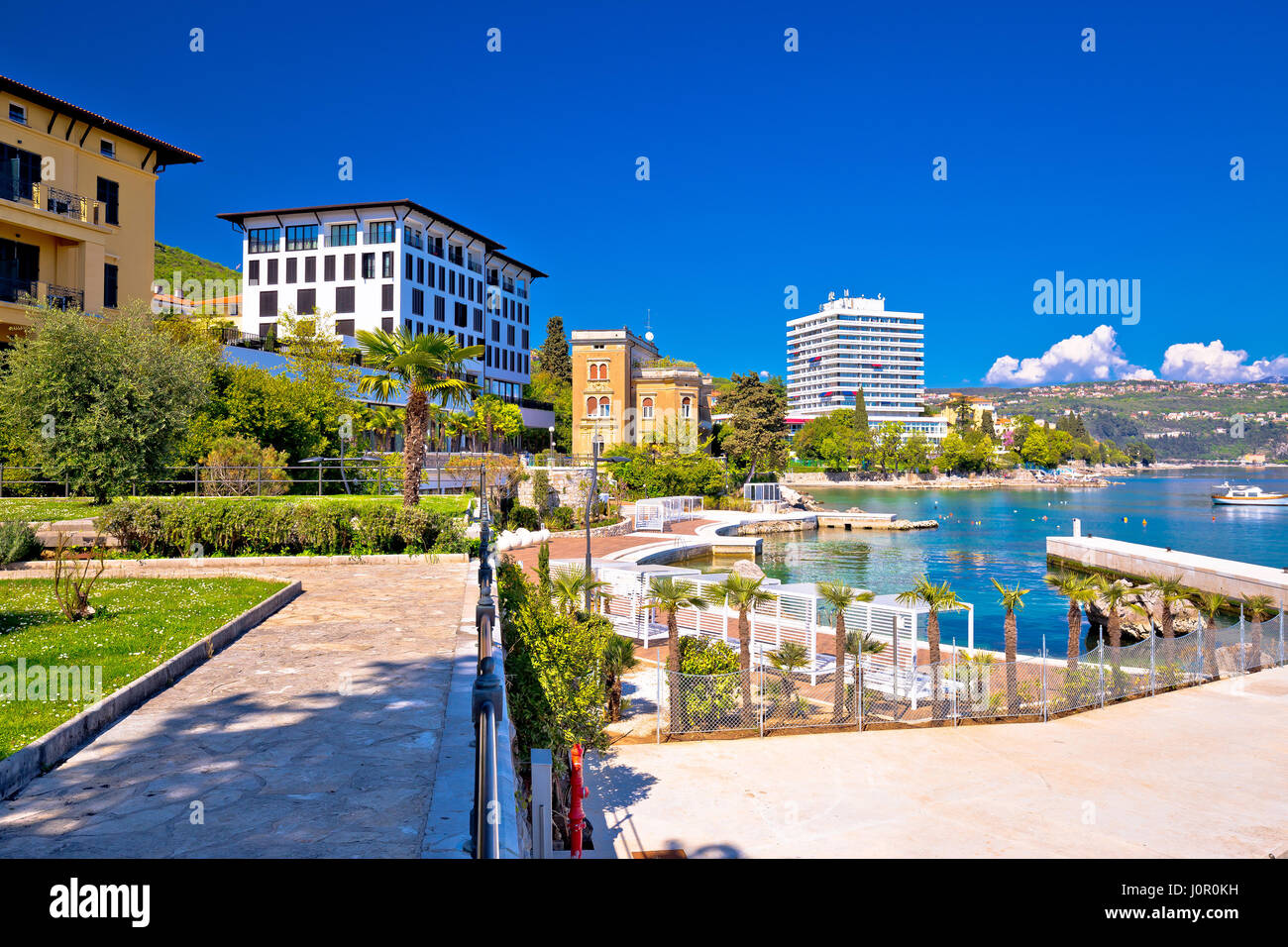 Luxury waterfront walkway in Opatija, Kvarner bay, Croatia Stock Photo ...