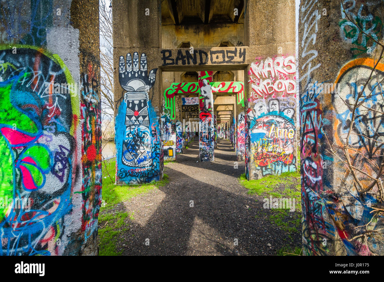 Graffiti under the Graffiti Pier, in Philadelphia, Pennsylvania Stock ...