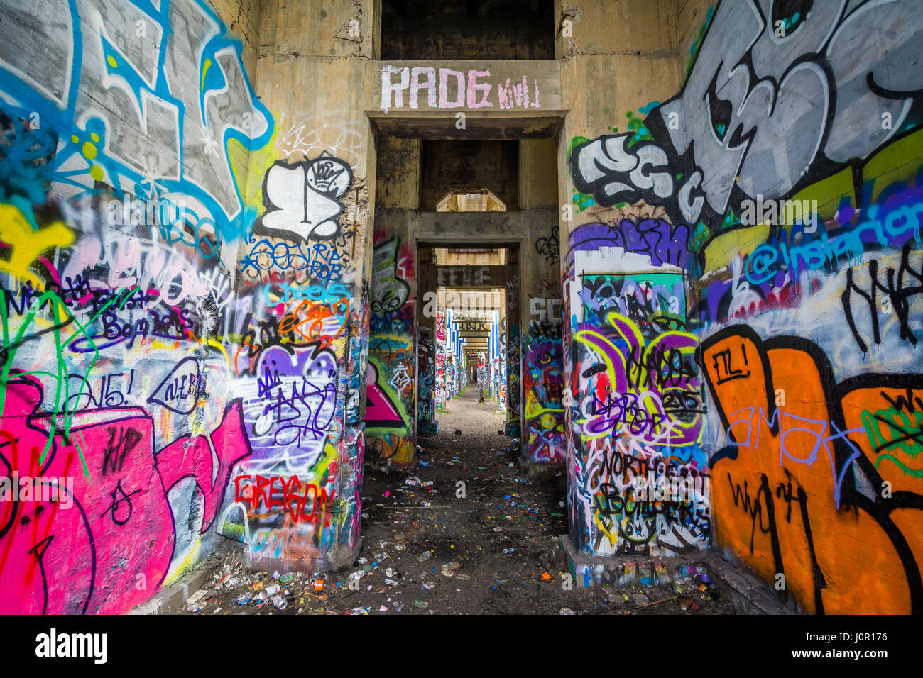 Graffiti under the Graffiti Pier, in Philadelphia, Pennsylvania Stock ...