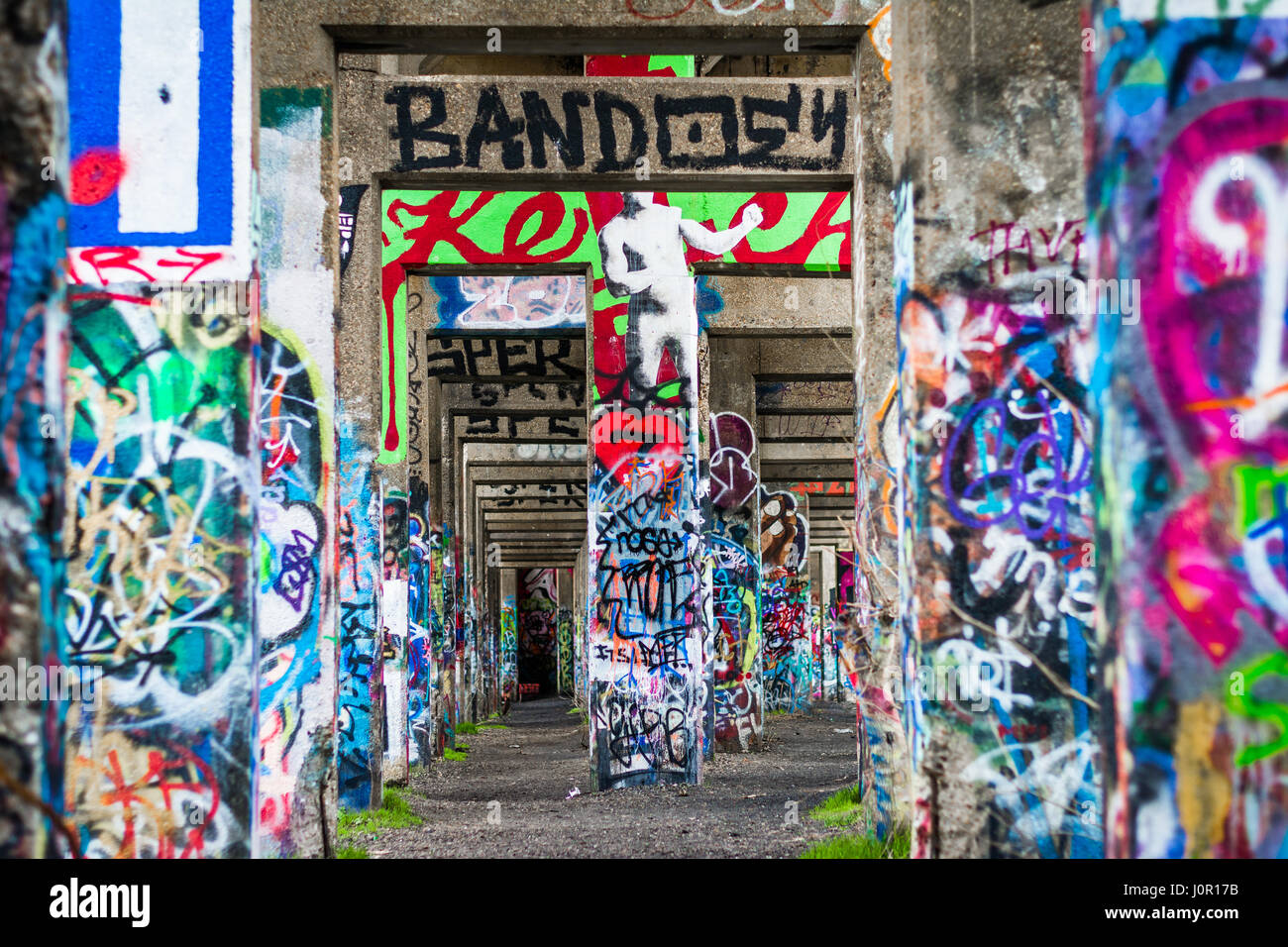 Graffiti under the Graffiti Pier, in Philadelphia, Pennsylvania Stock ...