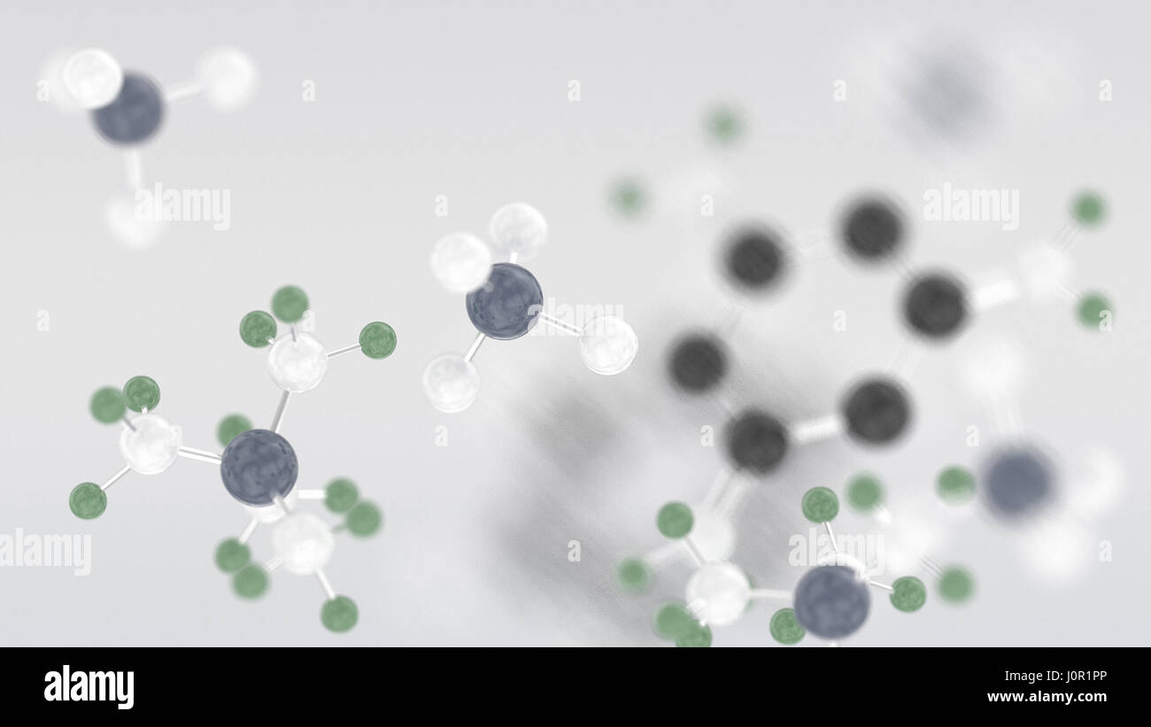 Benzol chemical molecules micro background. 3D illustration Stock Photo ...