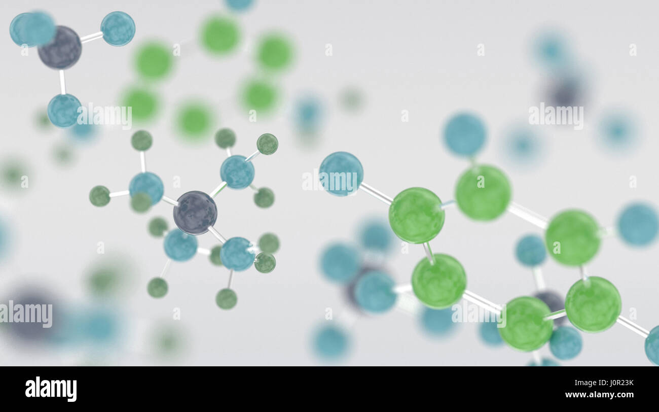 Benzol chemical molecules micro background. 3D illustration Stock Photo ...