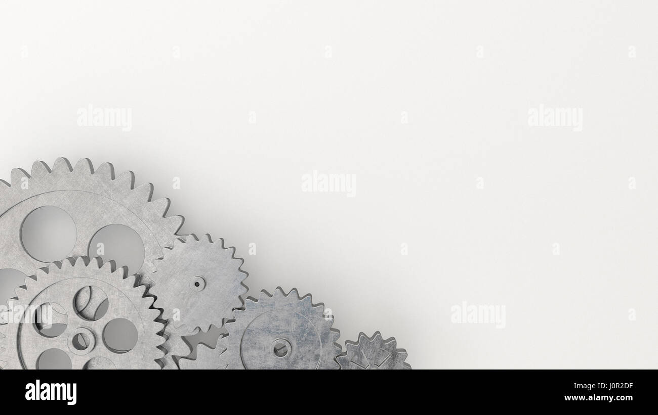 Machine metal gear mechanism background. 3D illustration Stock Photo ...