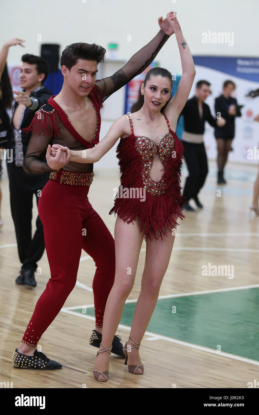 BURSA, TURKEY - MARCH 18, 2017: An unidentified couple dancing salsa ...