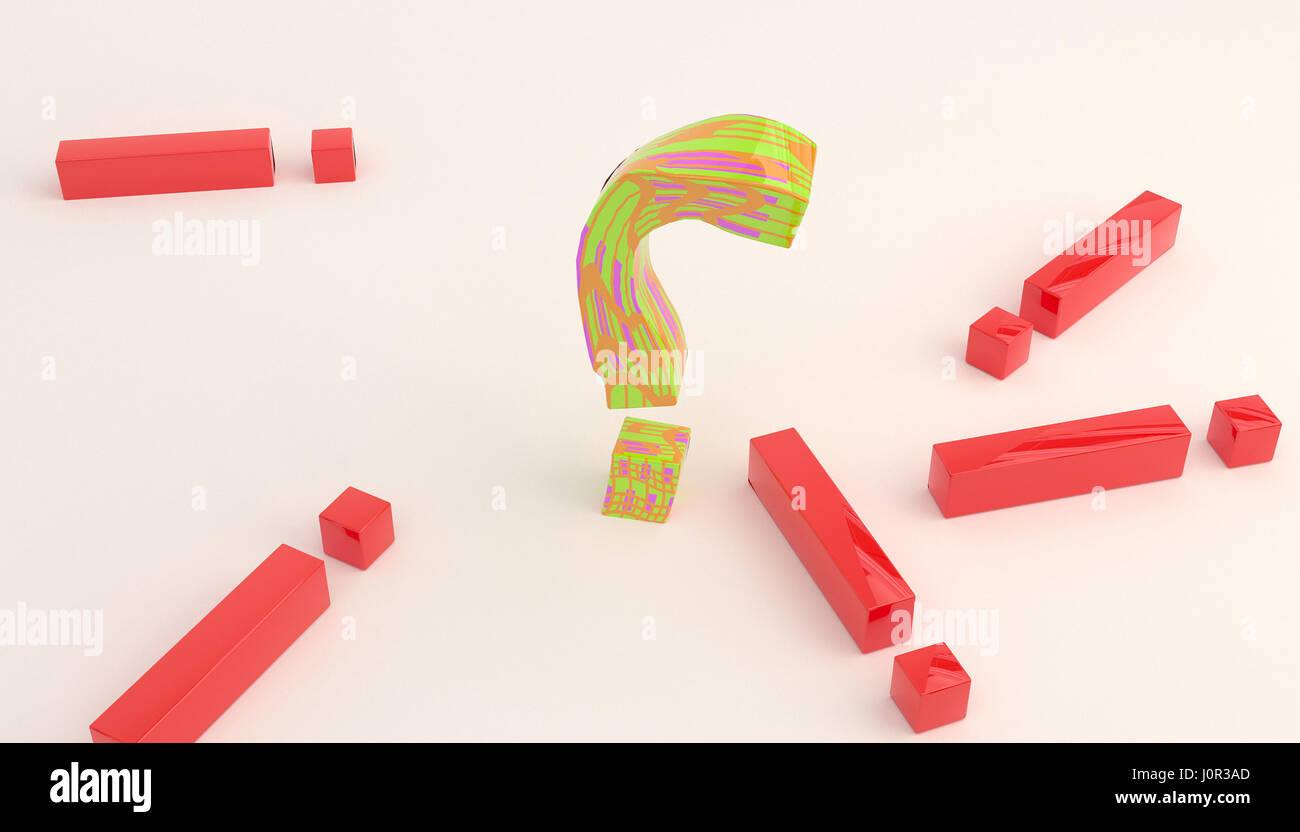 Exclamation point and question mark. 3D illustration Stock Photo - Alamy