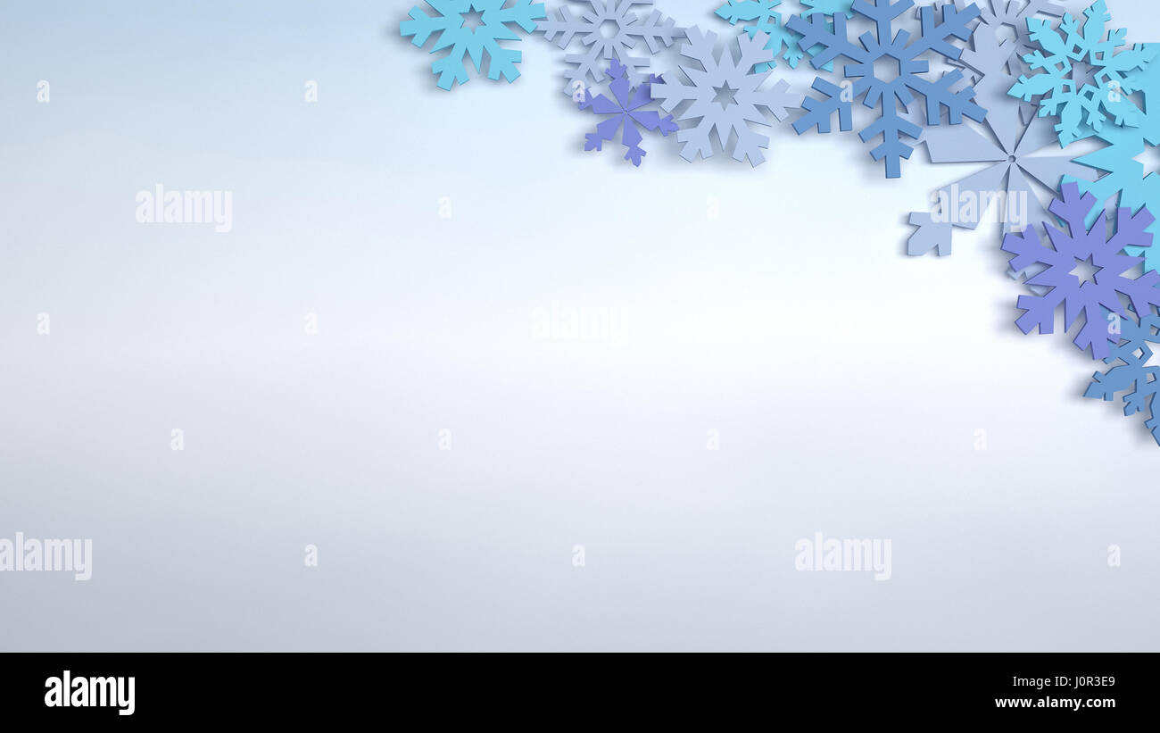 3D blue and cyan snowflakes abstract background. 3D illustration Stock ...