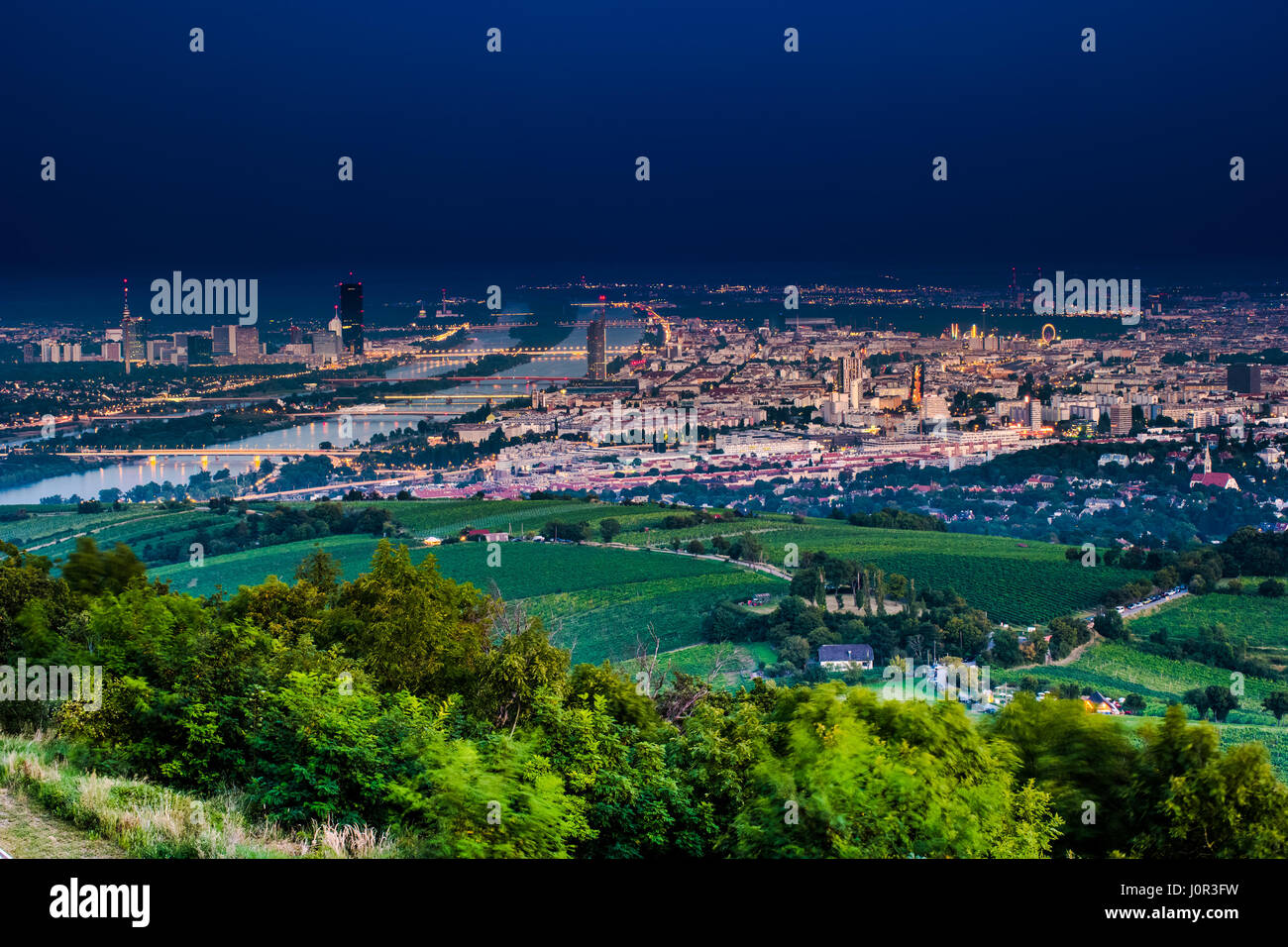 Vienna skyline and Danube River. Vienna, Austria Stock Photo - Alamy