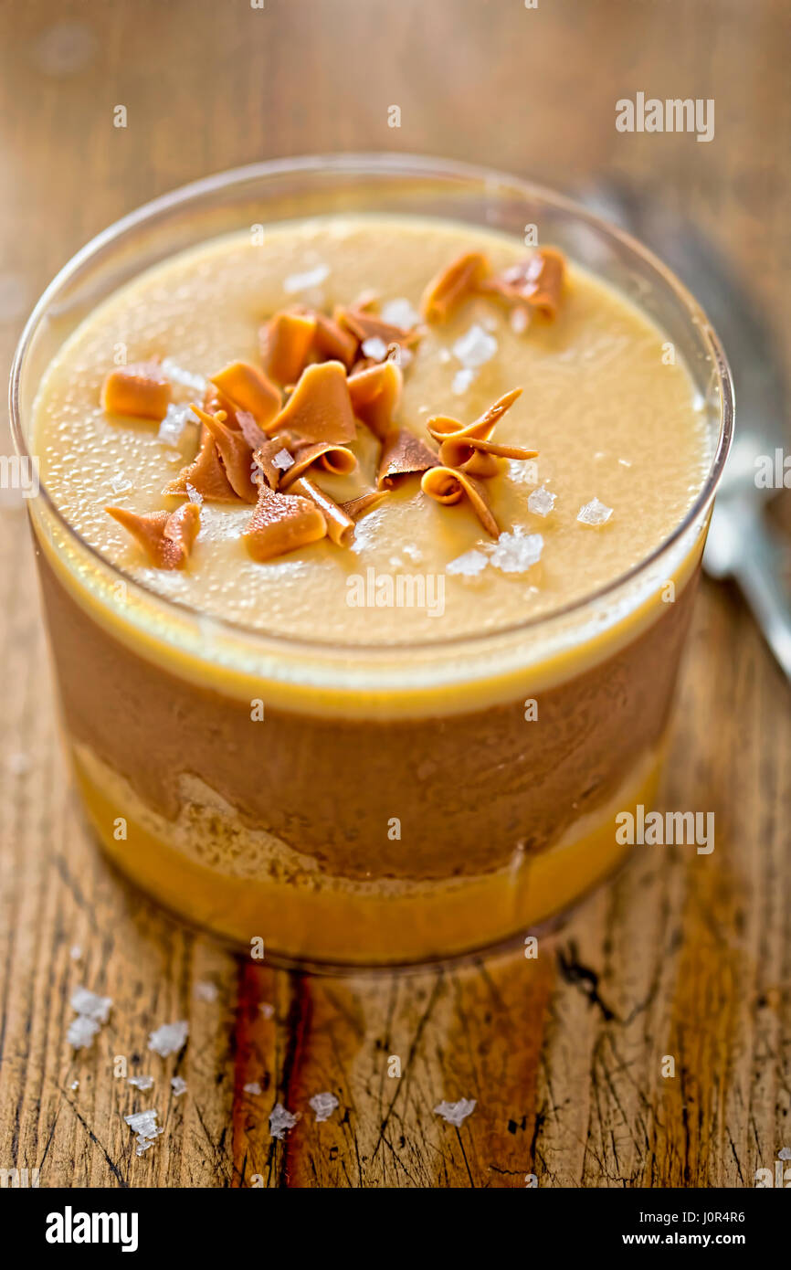 Sea salted caramel and belgian chocolate mousse Stock Photo - Alamy