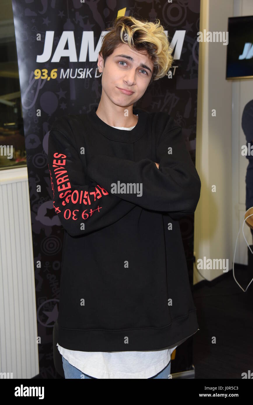Lukas Rieger hosts 93.6 JAM FM radio show at JAM FAM radio station at ...