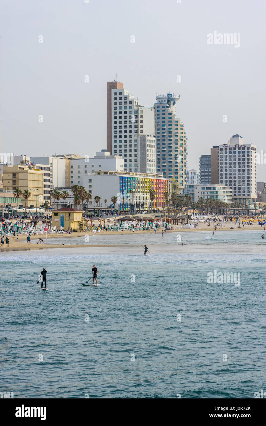 Beachgoers at Frishman Beach - april 11th 2017, Tel Aviv-Yafo, Israel ...