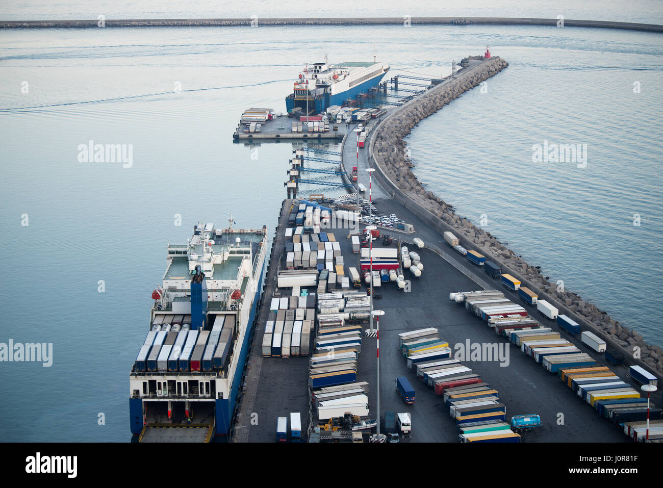 View one of the container terminals of the port of Salerno Stock Photo ...