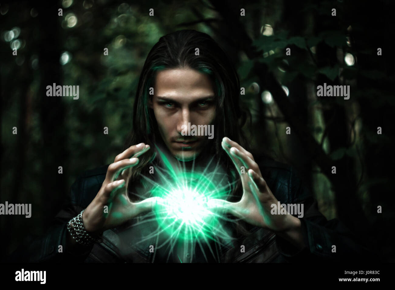Long haired white male with a mystical glowing orb to signify power ...