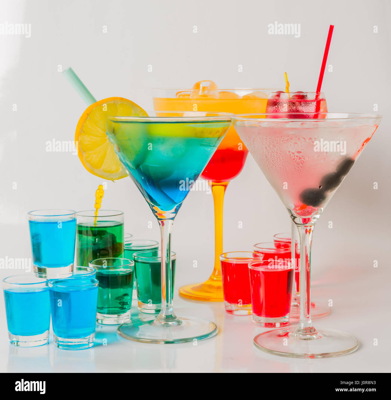 Set of color drink, different shapes of glasses, drink set, party set ...