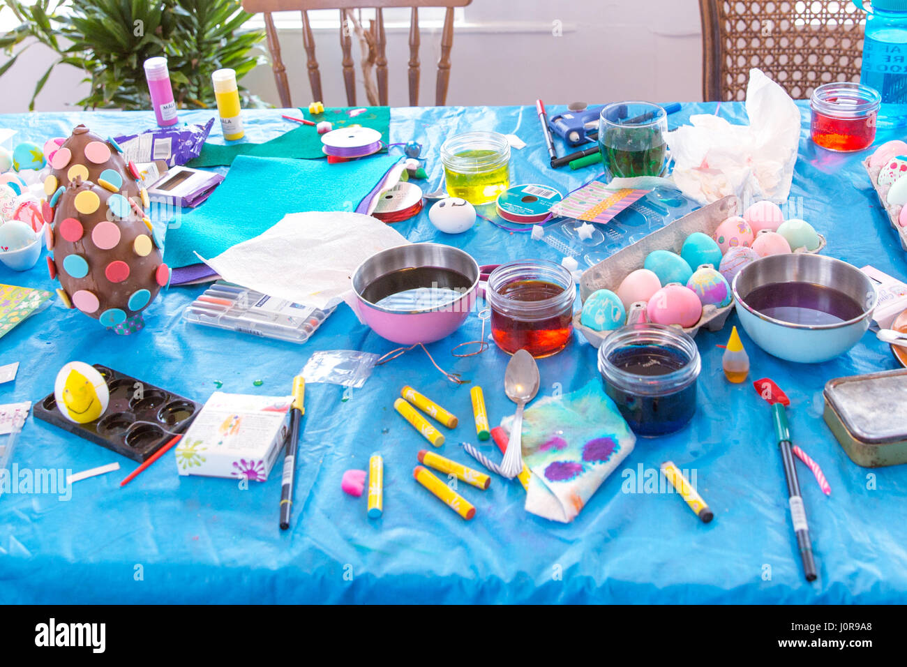 VARIETY OF DIFFERENT COLOUR EASTER EGGS AND EASTER EGG MAKING TOOLS ...