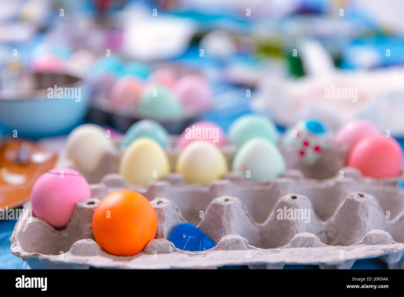VARIETY OF DIFFERENT COLOUR EASTER EGGS AND EASTER EGG MAKING TOOLS ...