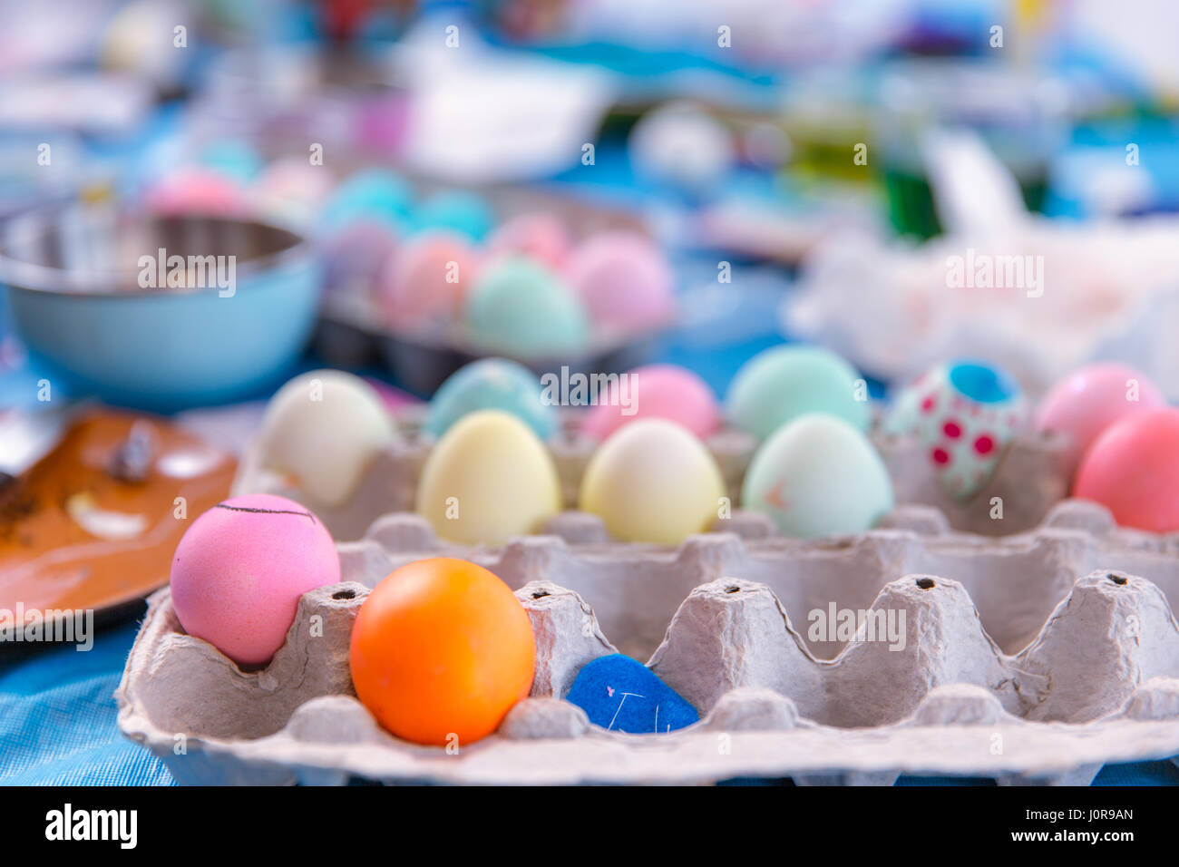 VARIETY OF DIFFERENT COLOUR EASTER EGGS AND EASTER EGG MAKING TOOLS ...