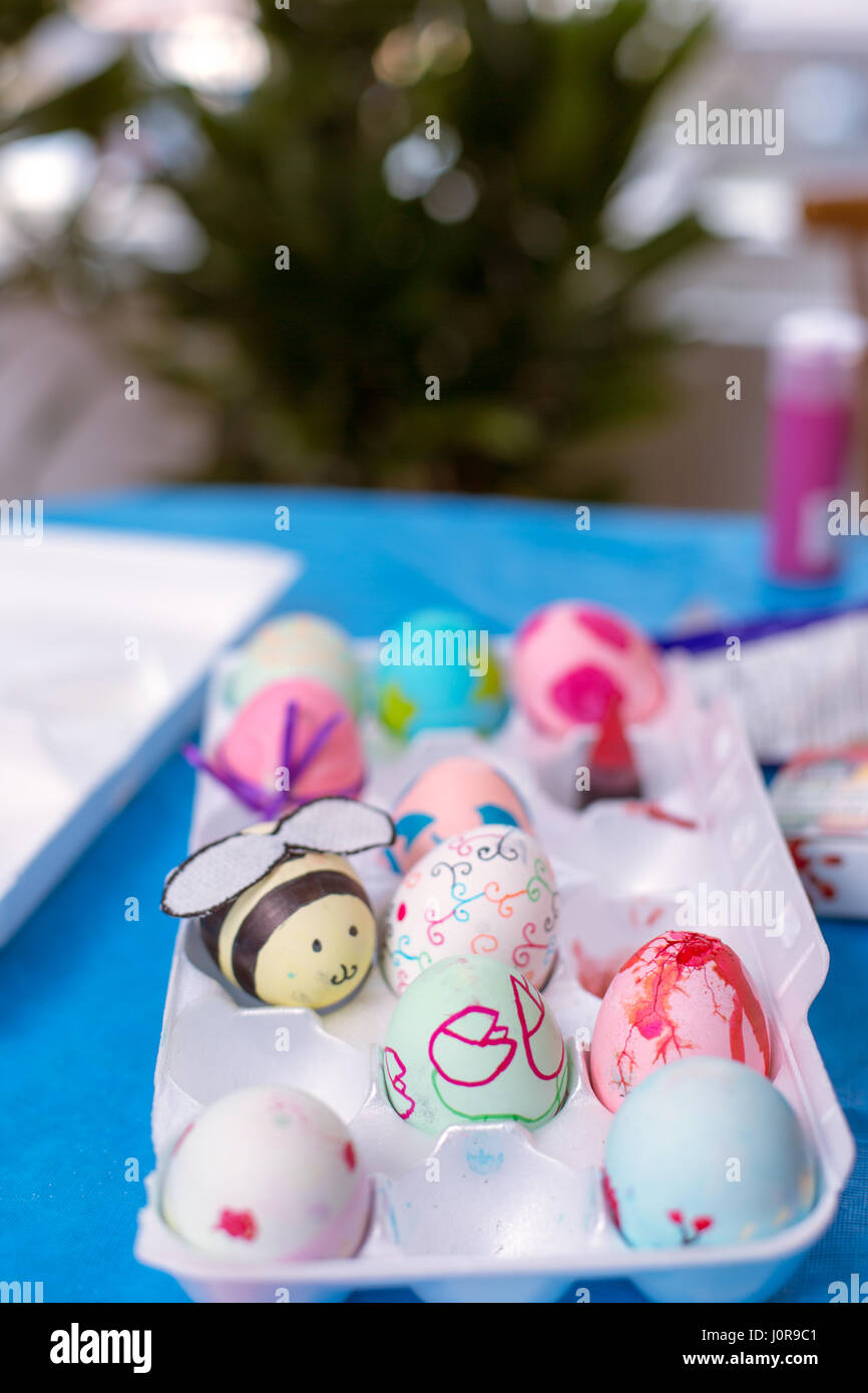 VARIETY OF DIFFERENT COLOUR EASTER EGGS AND EASTER EGG MAKING TOOLS ...