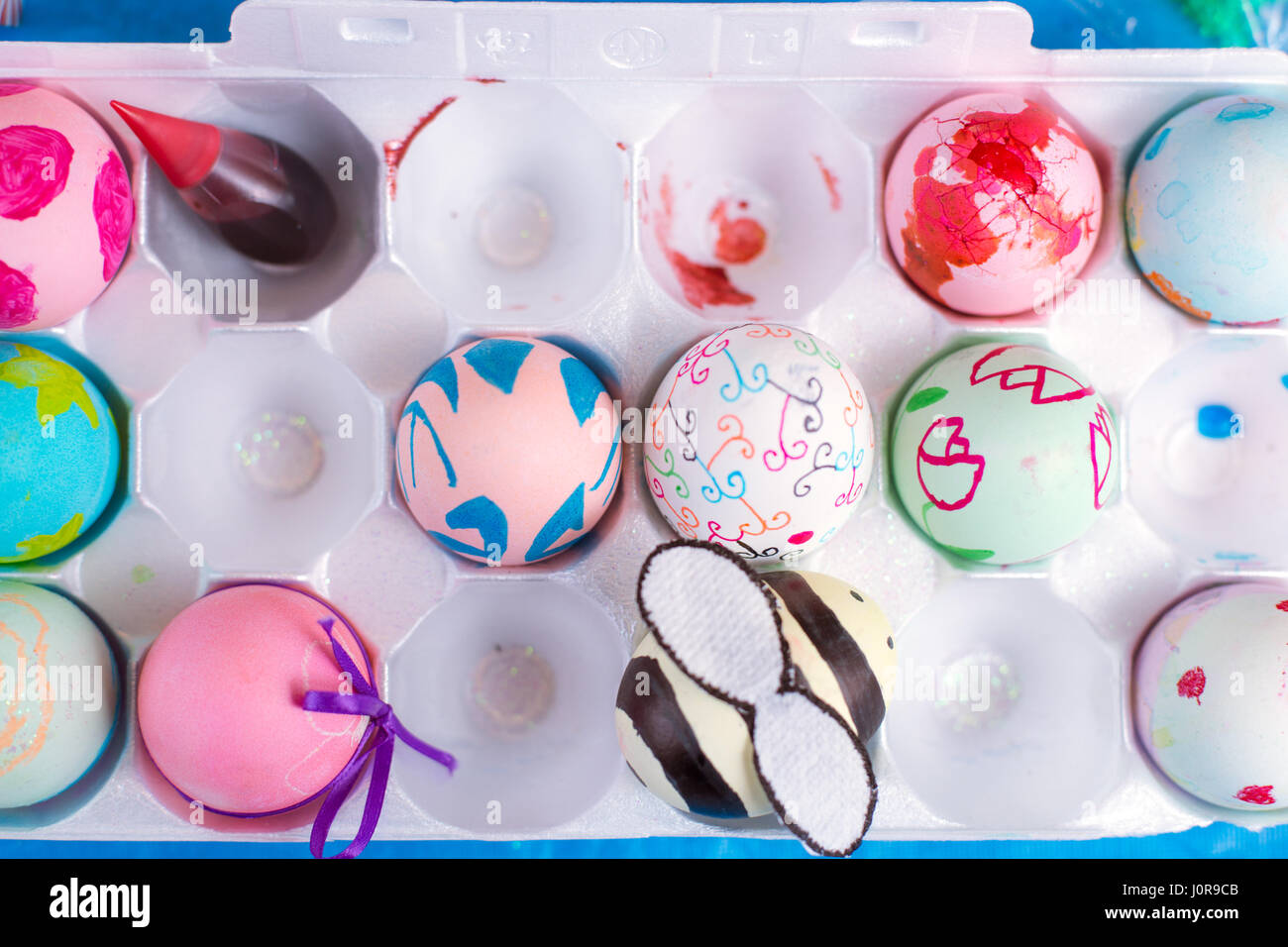 VARIETY OF DIFFERENT COLOUR EASTER EGGS AND EASTER EGG MAKING TOOLS ...