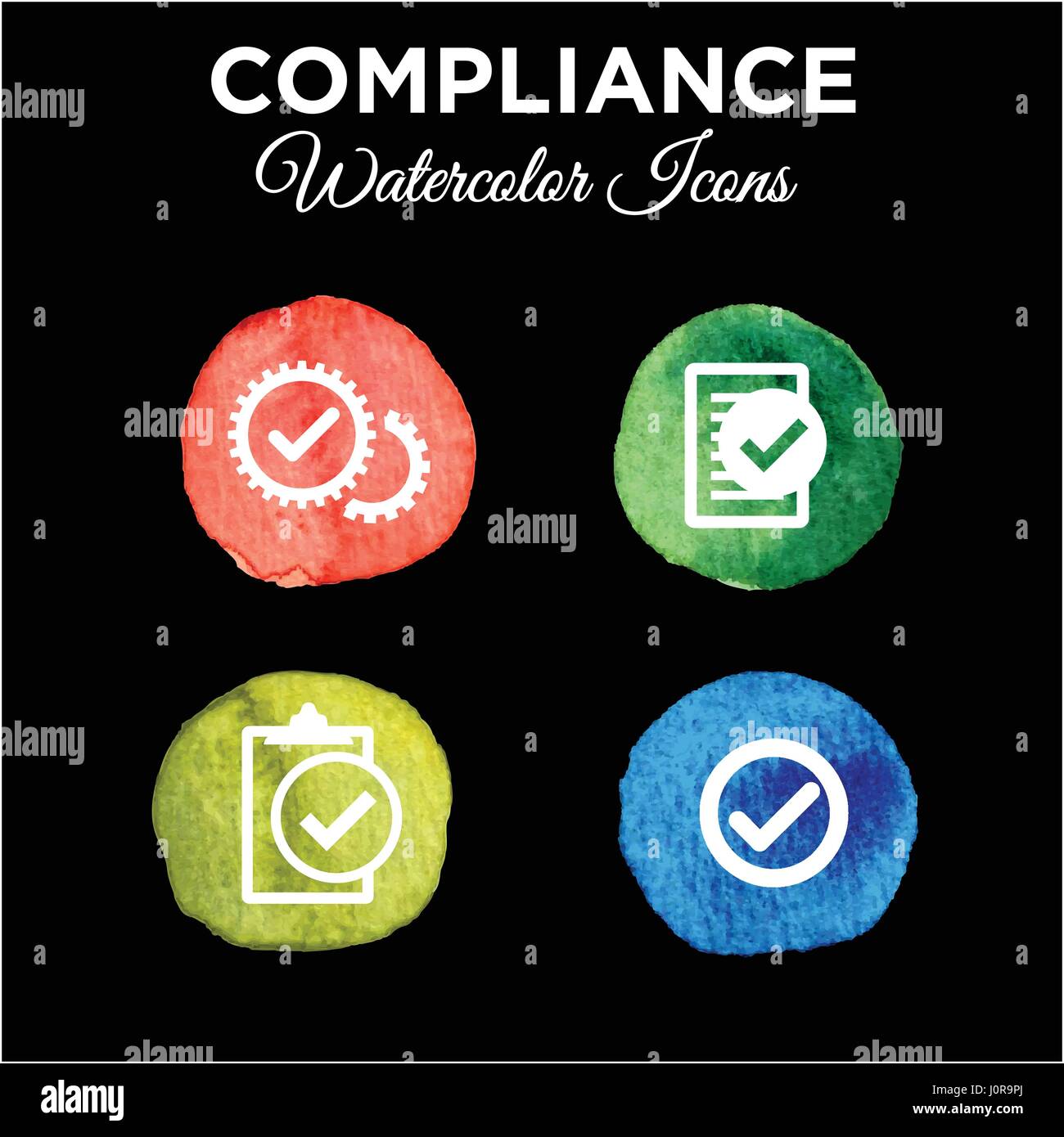 In Compliance Icon Set Solid Watercolor Stock Vector Image & Art - Alamy