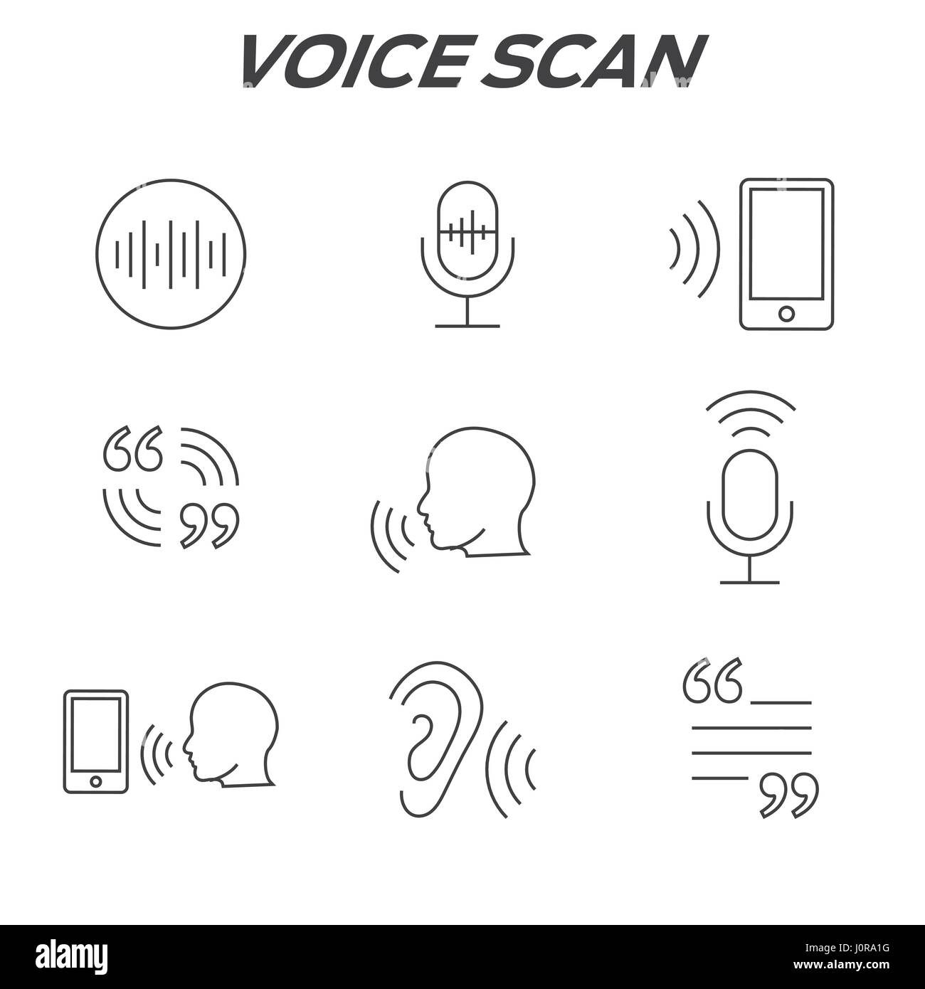 Voiceover or Voice Command Icon with Sound Wave Images Set Stock Vector ...