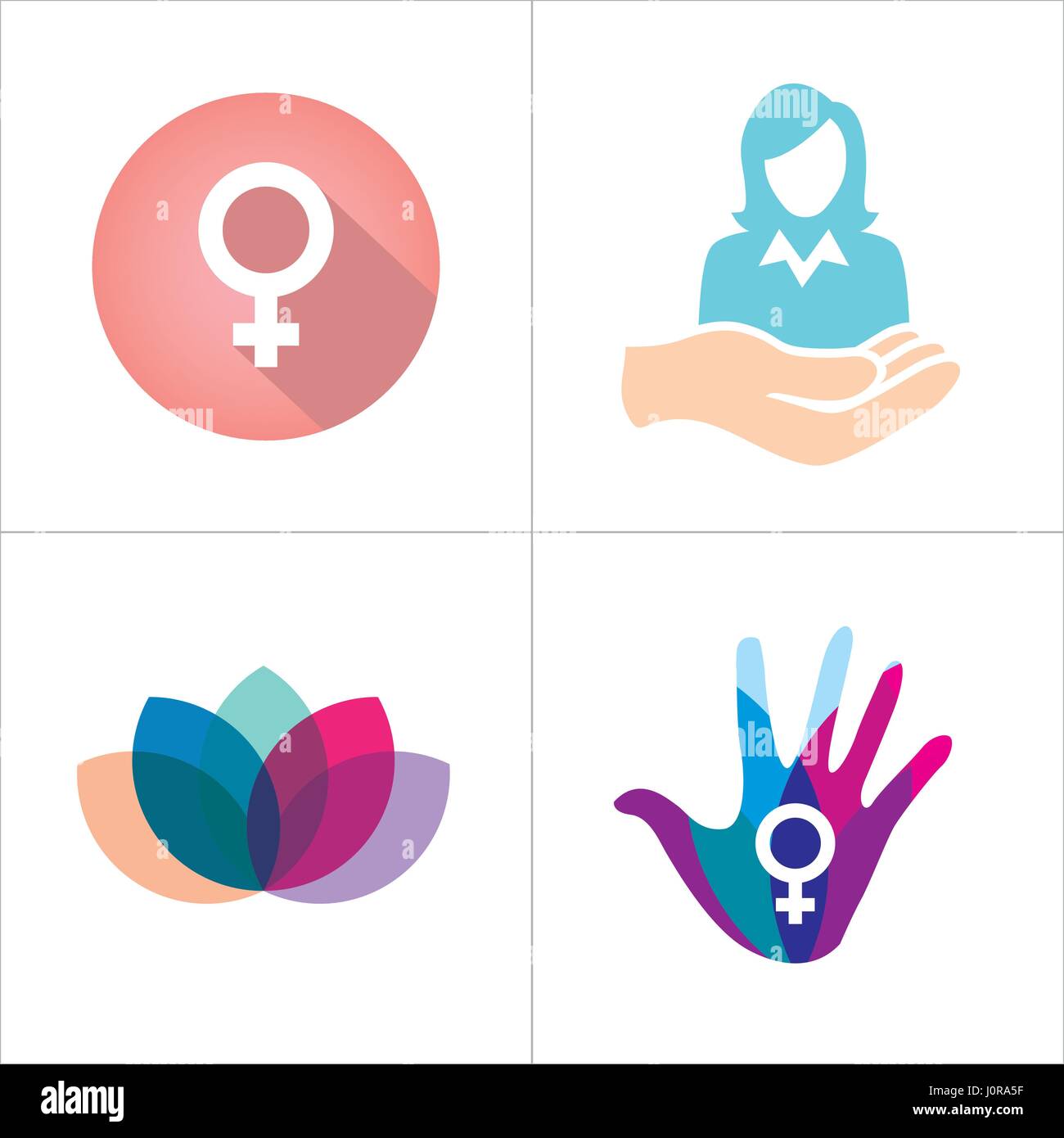 Colorful Women's Services Icon with Female Symbol Stock Vector Image ...