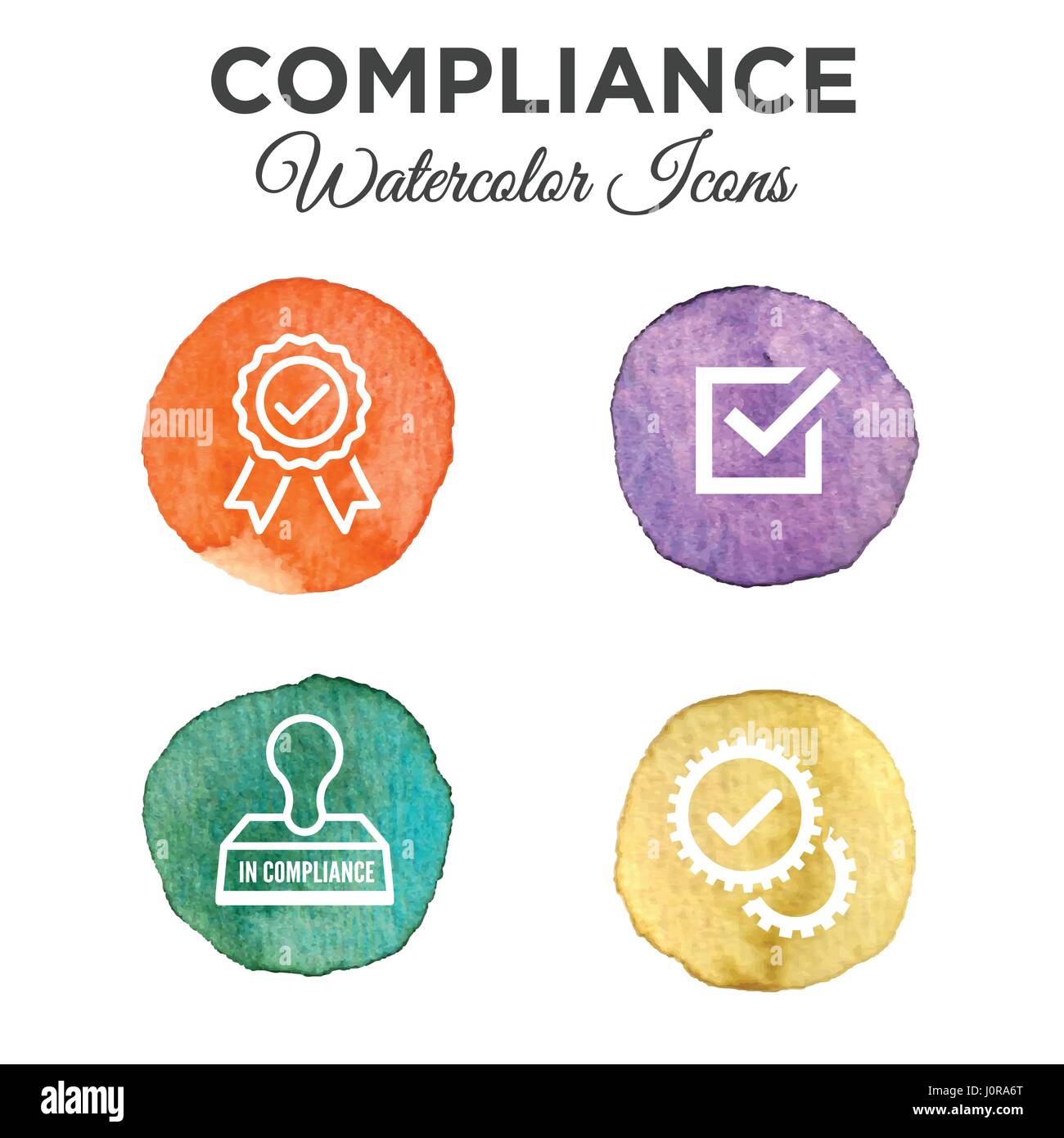 Watercolor In Compliance Icon Set - Outline Stock Vector Image & Art ...