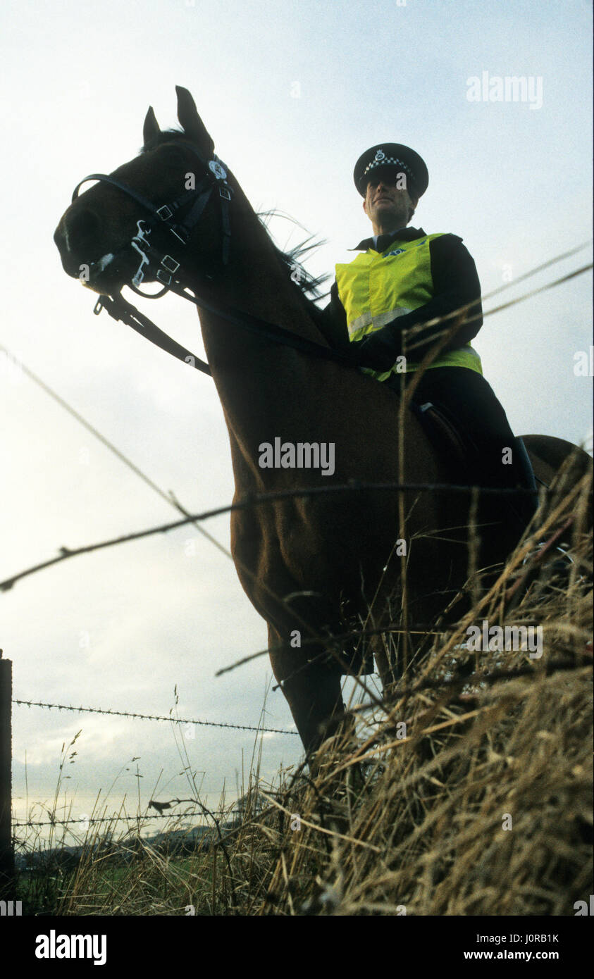 Mounted police officers patrolling the countryside Britain Uk 1987 ...