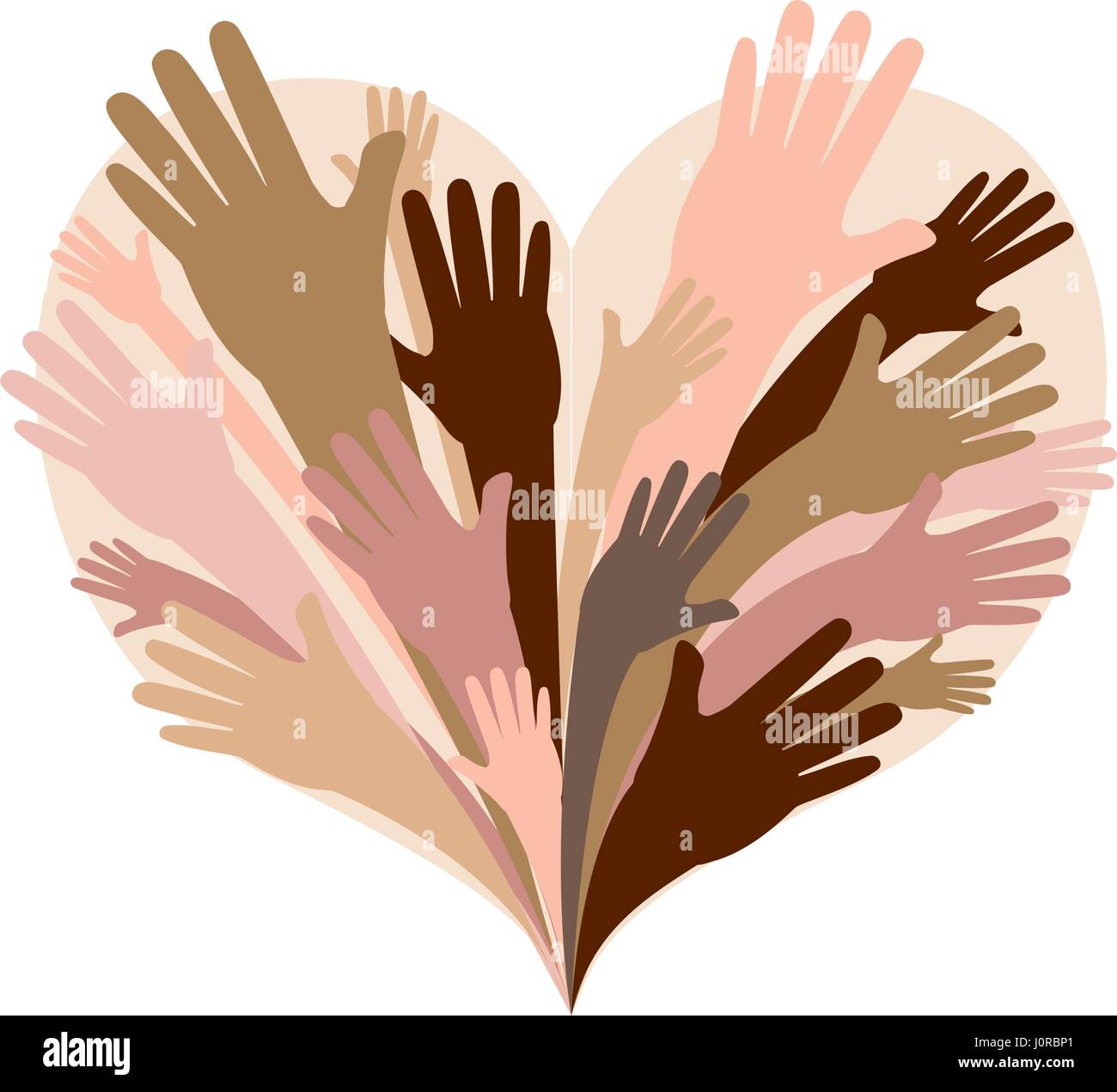 Crowd hands heart sign Stock Vector Images - Alamy