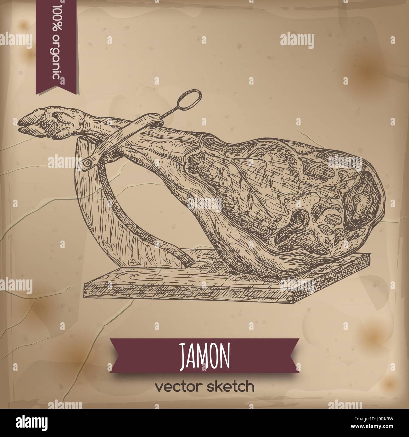 Vintage jamon template placed on old paper background Stock Vector ...