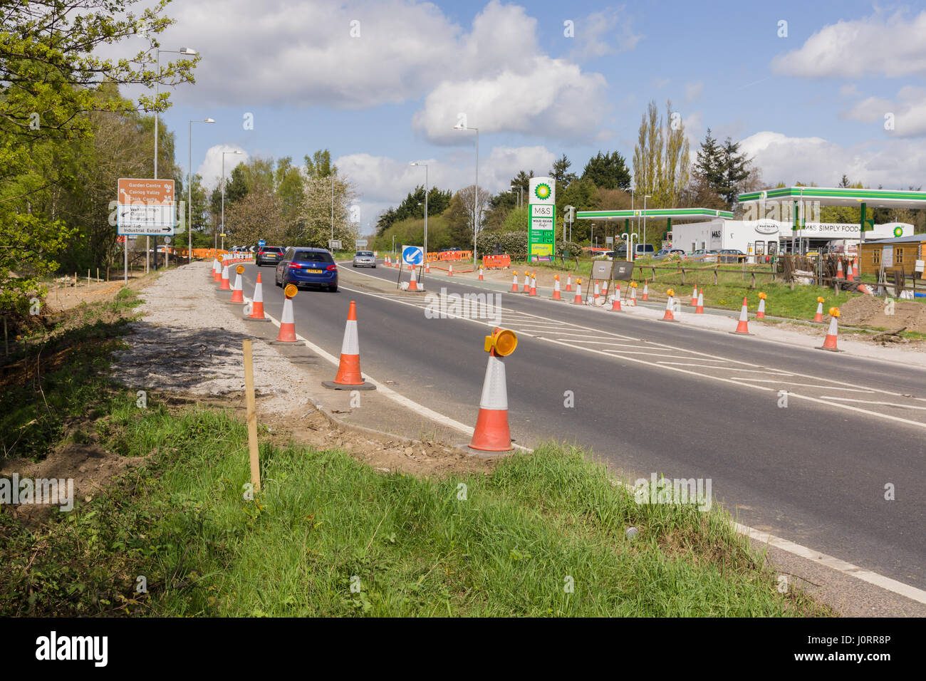 Traffic negotiates the long term safety works on the A483 the main ...