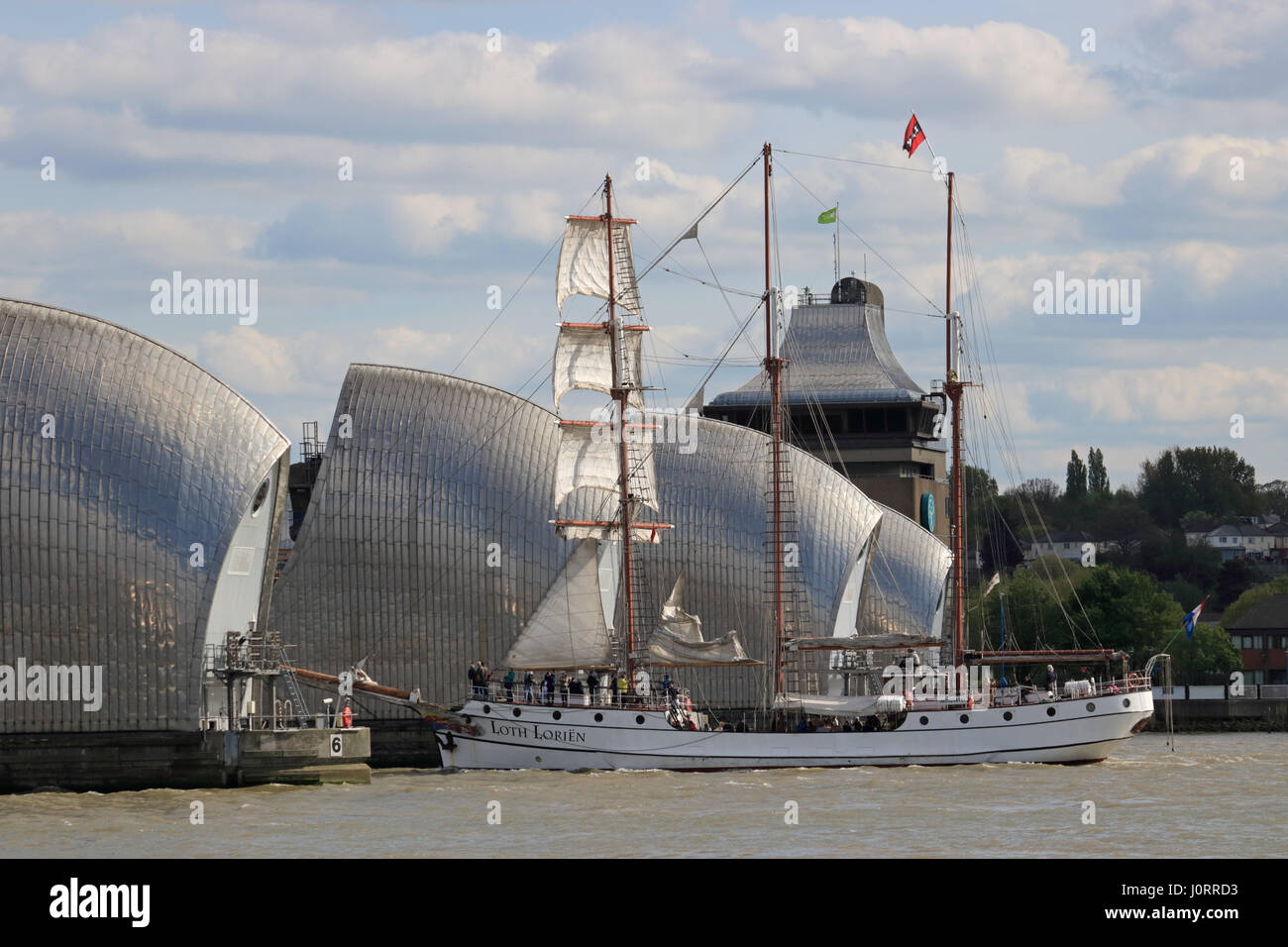 Tall ship thames barrier london hi-res stock photography and images - Alamy